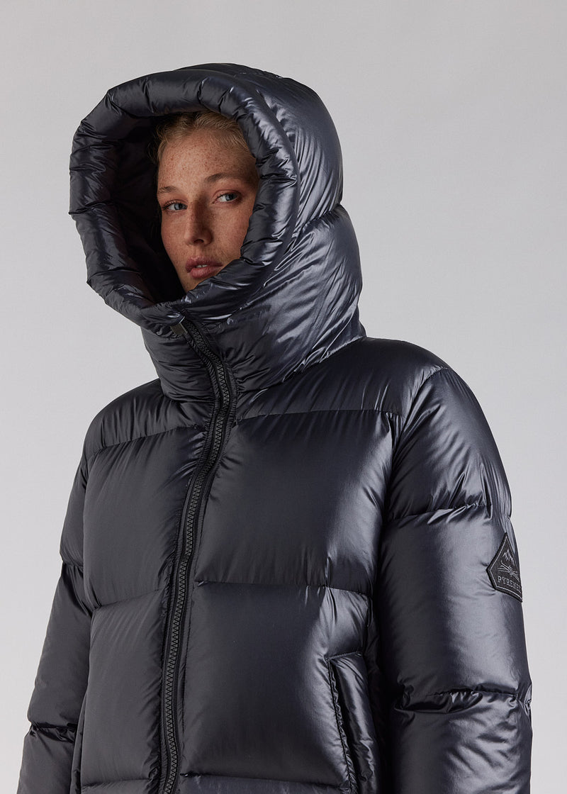 Long down jacket made in France for women in natural down Oriela ...